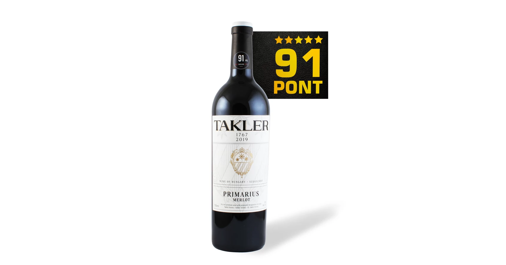Primarius Merlot Válogatás 2019 - Takler - 91 pont **** (0,75l ...